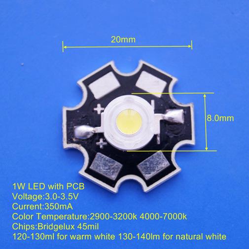 Epistar Chip 1w High Power Led 140lm With Star Pcb , 120 Degree viewing ...