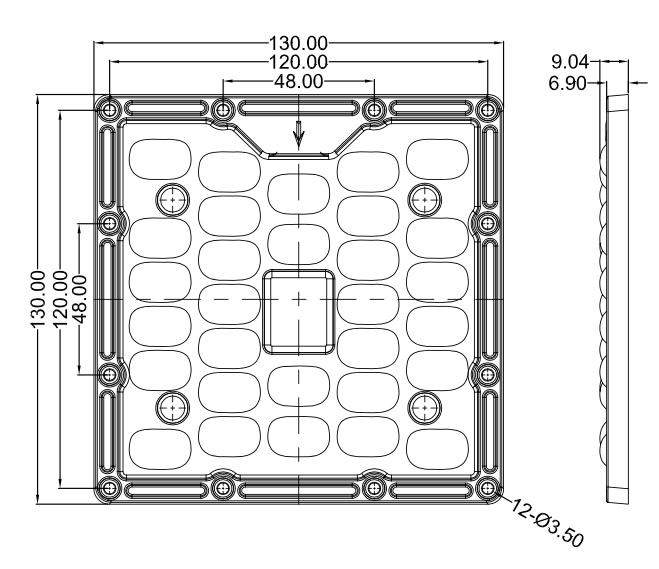 Square Shape 130x130mm SMD 5050 Led Light Module With Heat Sink