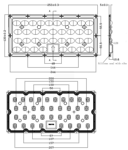 3030 SMD Led Outdoor Street Light Fixtures Module 100 Watt 253x120mm ...