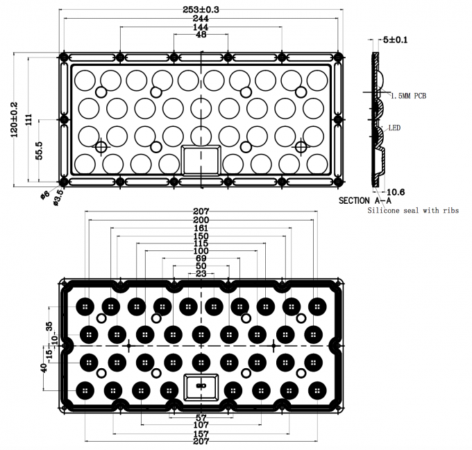 144 LED PC Lens SMD3030 100W Alumimum PCB Board For Warehouse Lighting